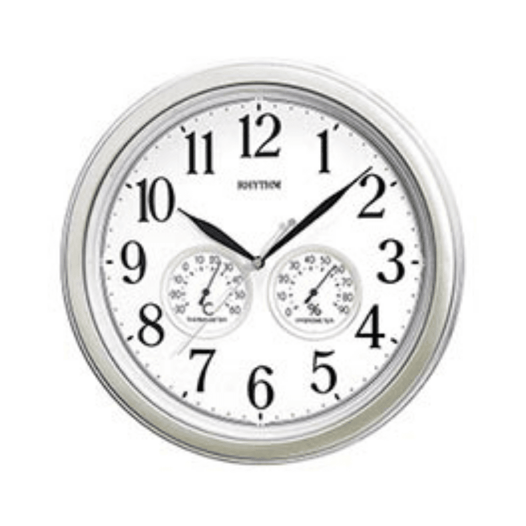 RHYTHM WALL CLOCK SILVER - 8MGA26WR19 - Timecentre